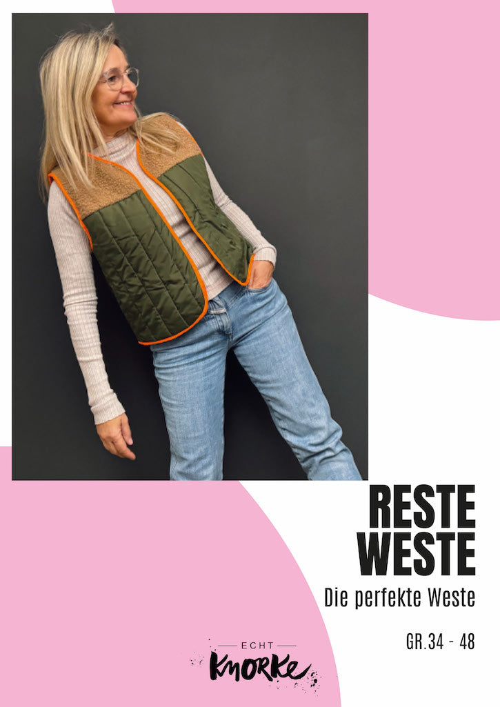 Die RESTE-WESTE - eine komfortable Weste | Schnittmuster – echt Knorke